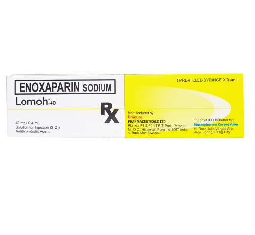 LOMOH-40 Enoxaparin Sodium 40mg / 0.4mL Solution for SC Injection 0.4mL 1's price in the ...